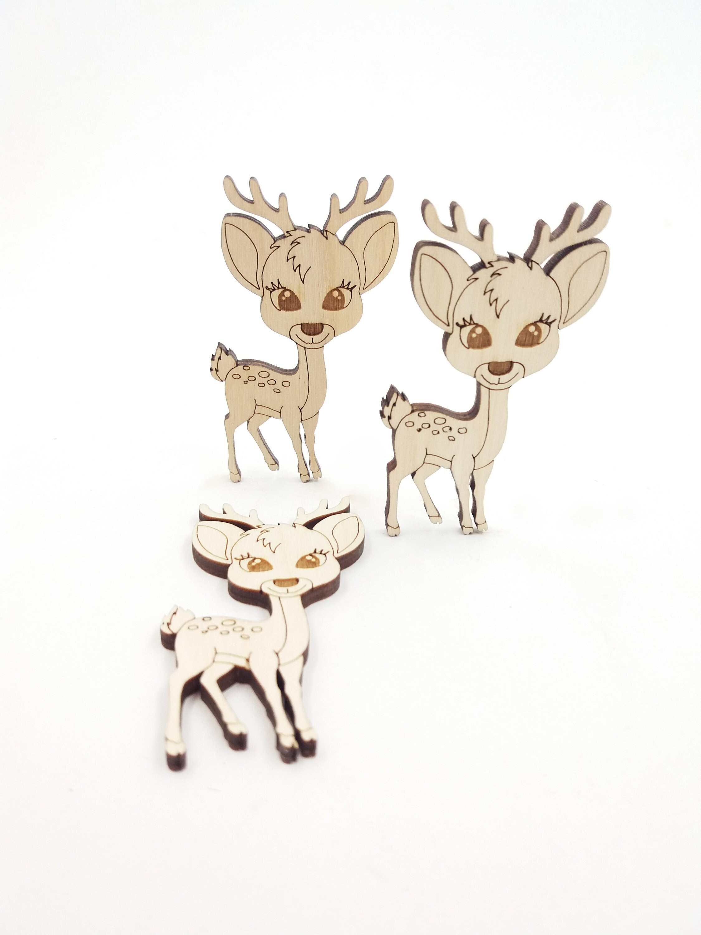 2 Wood Deer, Deer Shape With Antlers, Wooden Deer Silhouette Cut Out ...