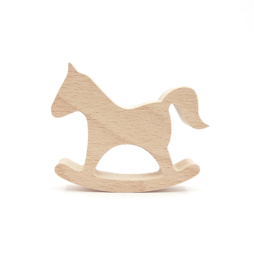Wood Rocking Horse, Unfinished Wooden Rocking Horse Figurine, Rocking ...