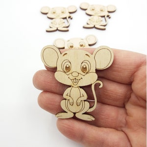 2 Mouse, Unfinished Wood Mouse Shape, Wooden Mouse Cutout, Wood Cruft ...