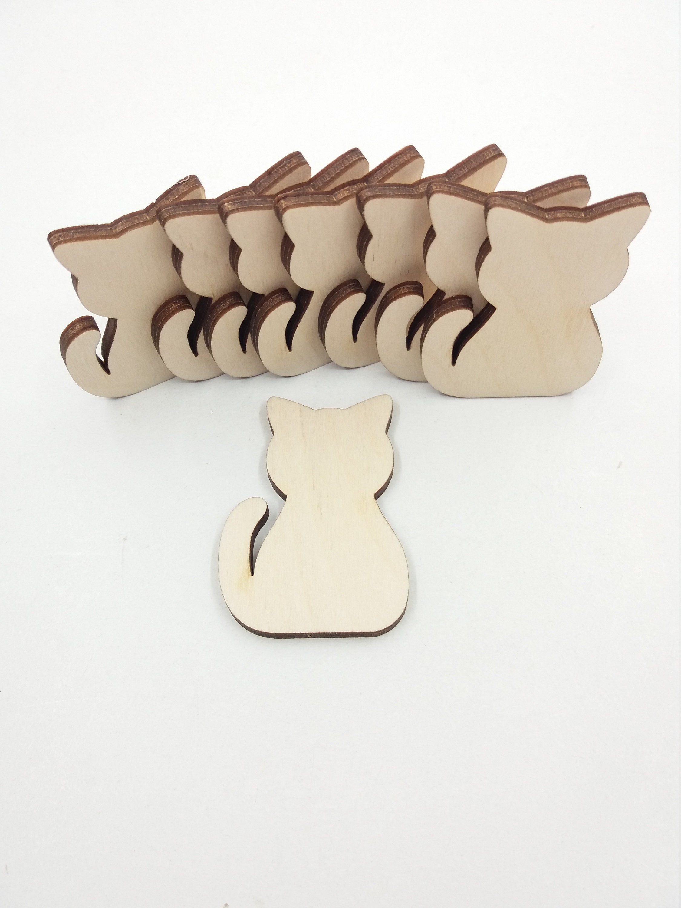 10 Cat Wood Animal Shapes, Cats for Crafts, Wood Cut Shapes, Unfinished ...