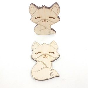 Fox, 2 Wood Foxes Animal Crafts for Kids, Wooden Animals Fox Decor ...