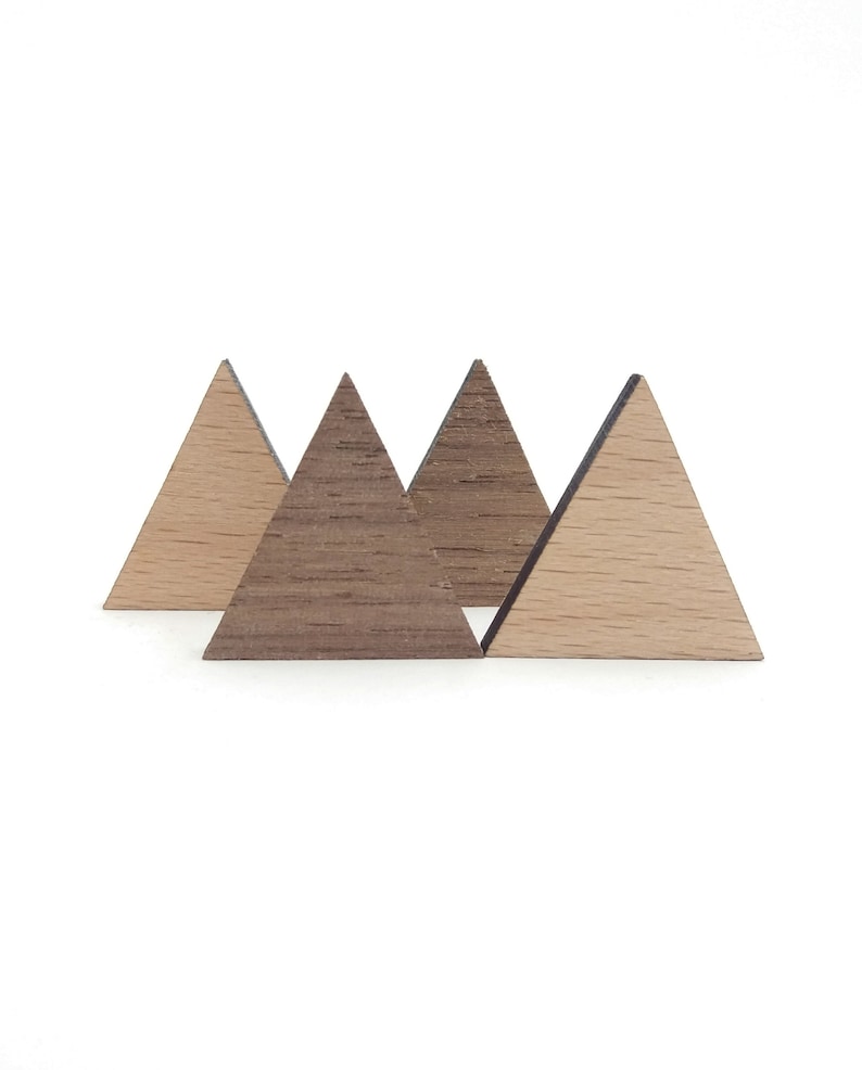 10 Triangle Natural Wood Cutout, Stud Wooden Triangle, Craft Wood ...