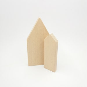 Wood House Shape Set of 2, Wooden House Blanks for Craft Decoration ...