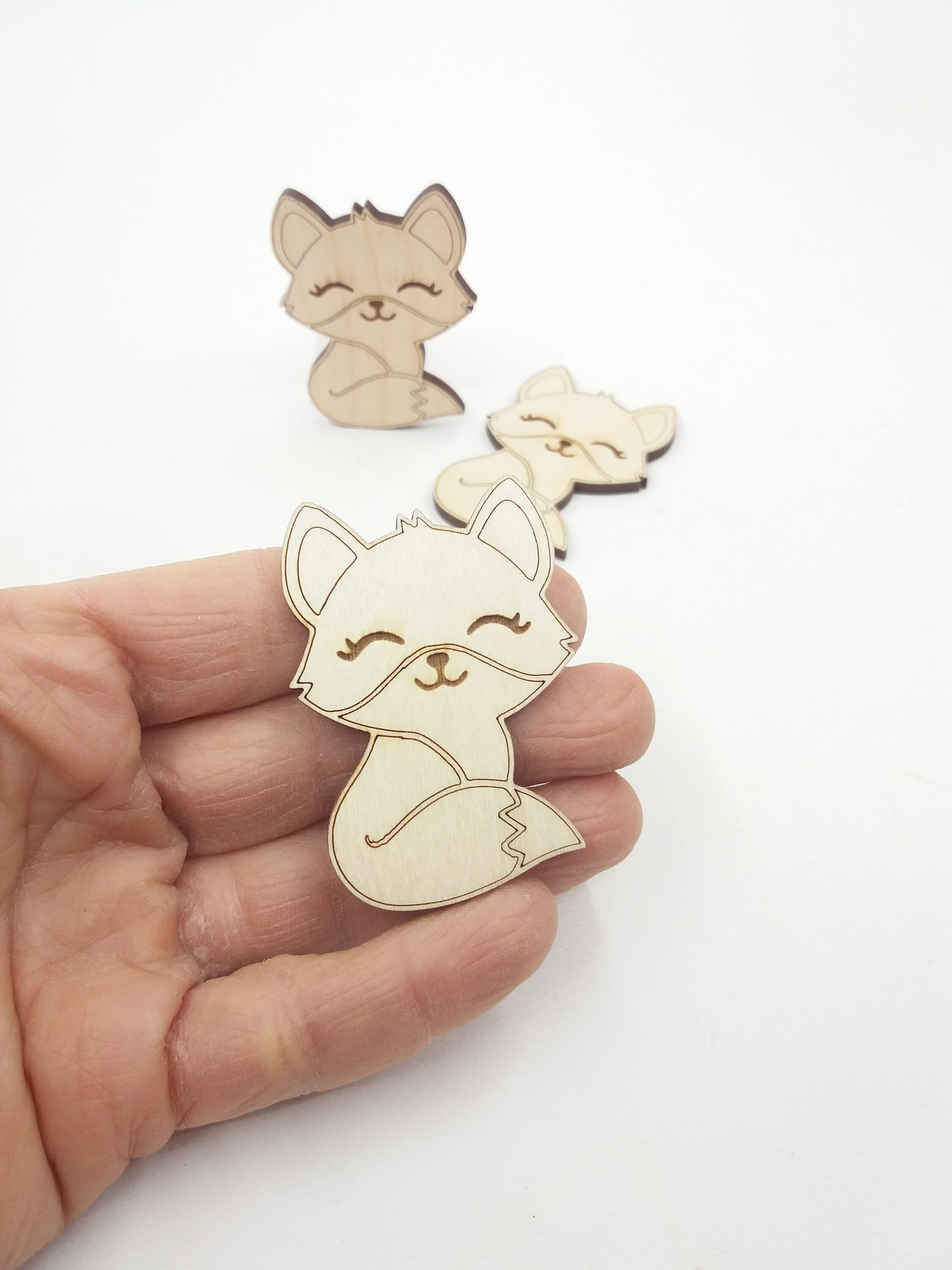 Fox, 2 Wood Foxes Animal Crafts for Kids, Wooden Animals Fox Decor ...