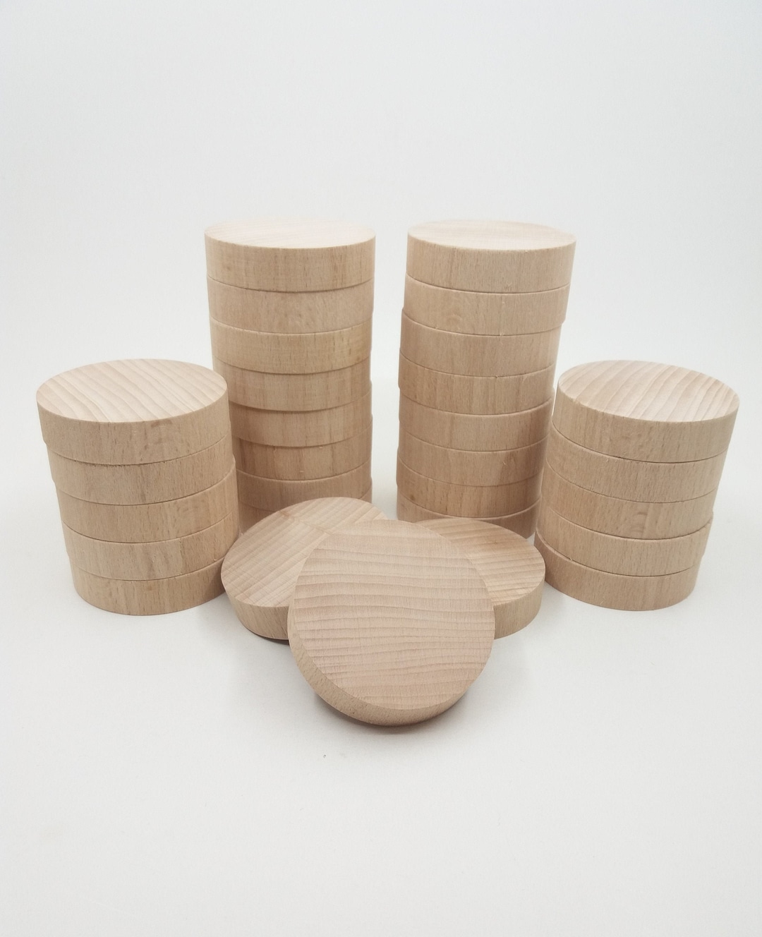 2 Circle Wood Cutout 2.5'', Unfinished Wooden Circle, Wood Disk Craft ...