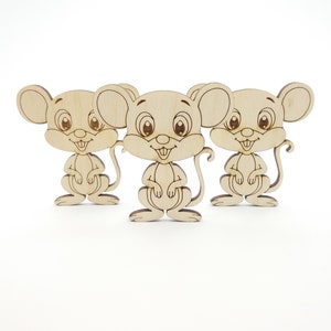 2 Mouse, Unfinished Wood Mouse Shape, Wooden Mouse Cutout, Wood Cruft ...
