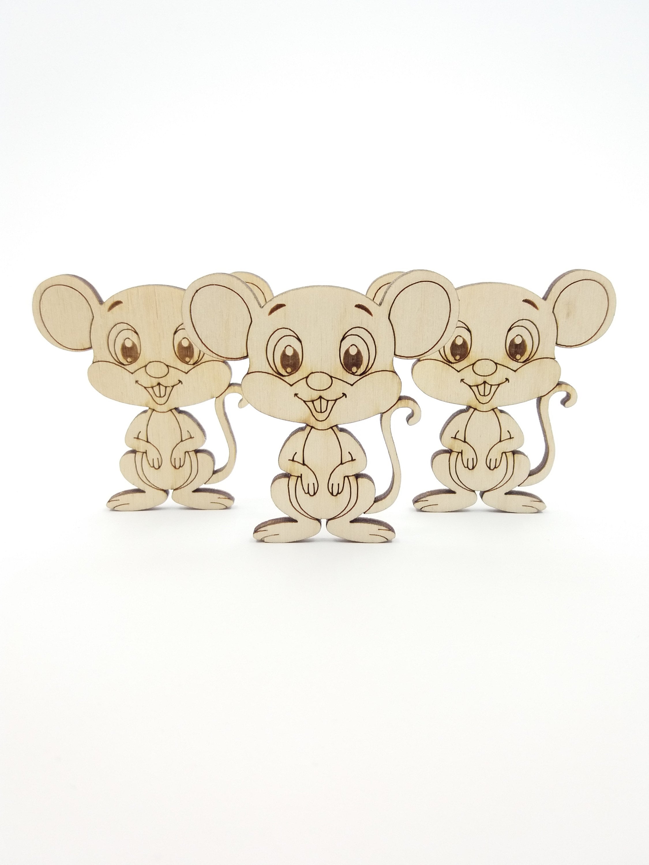 2 Mouse, Unfinished Wood Mouse Shape, Wooden Mouse Cutout, Wood Cruft ...