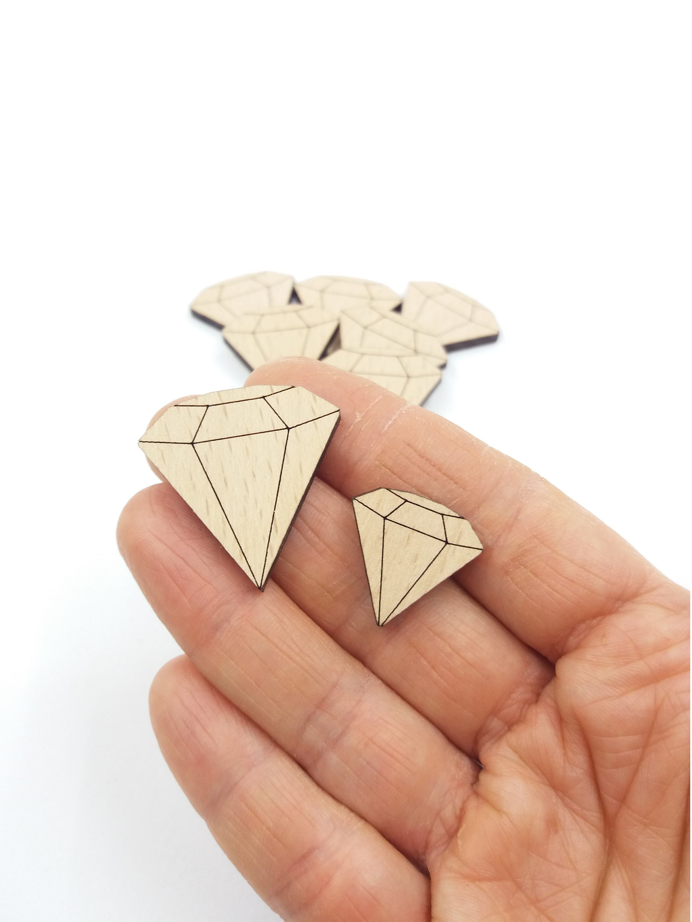 10 Wood Diamond Craft Supply, Wooden Diamond Shape, Wood Wedding ...