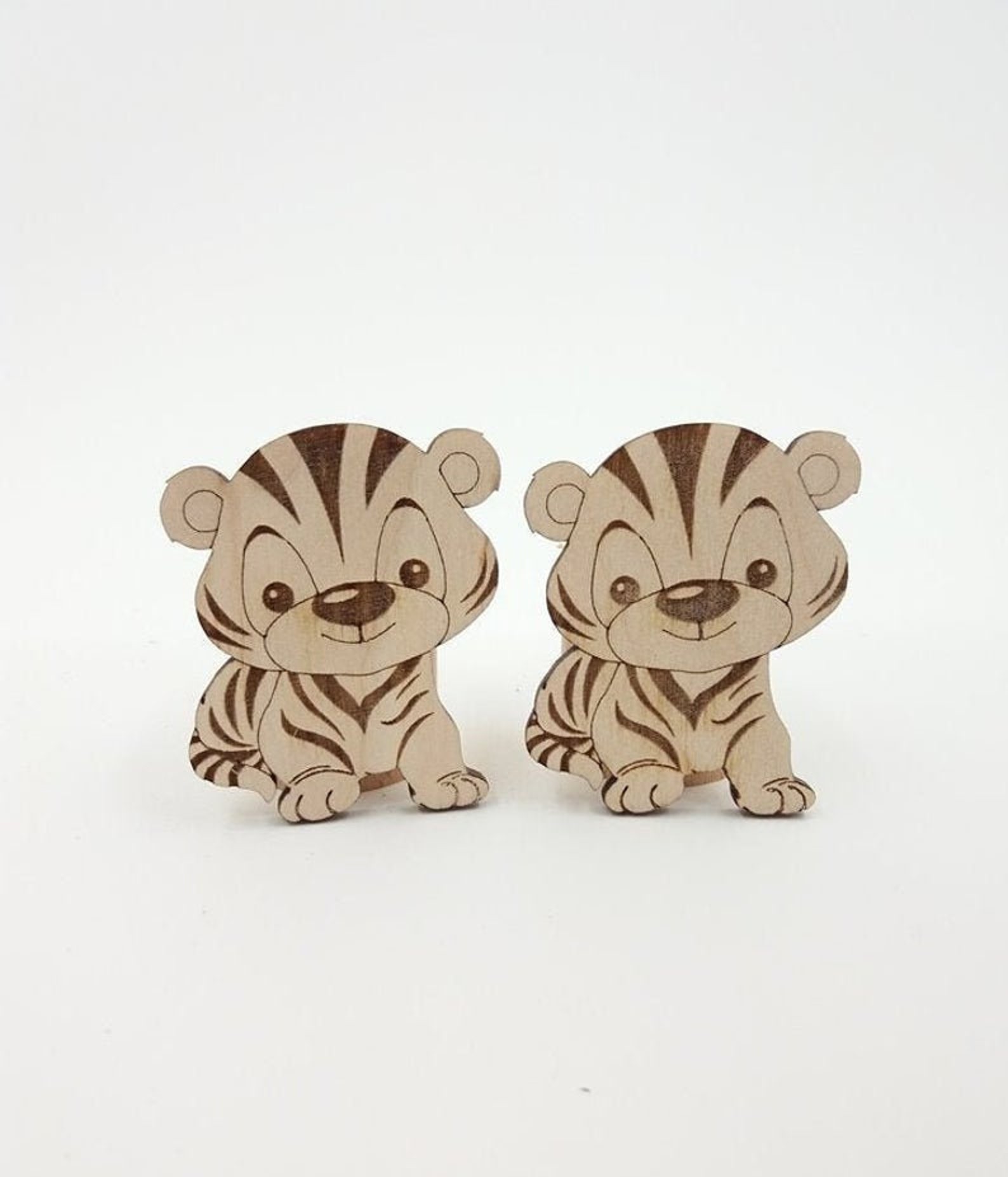 2 Tiger, Wood Tiger Laser Cut Wood Shape, Wooden Tiger Cutouts, Wood ...