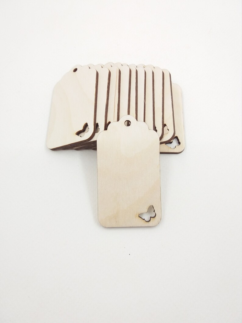 5 Rectangle Wood Blank Tags for Party Favor Wedding Gift and ...
