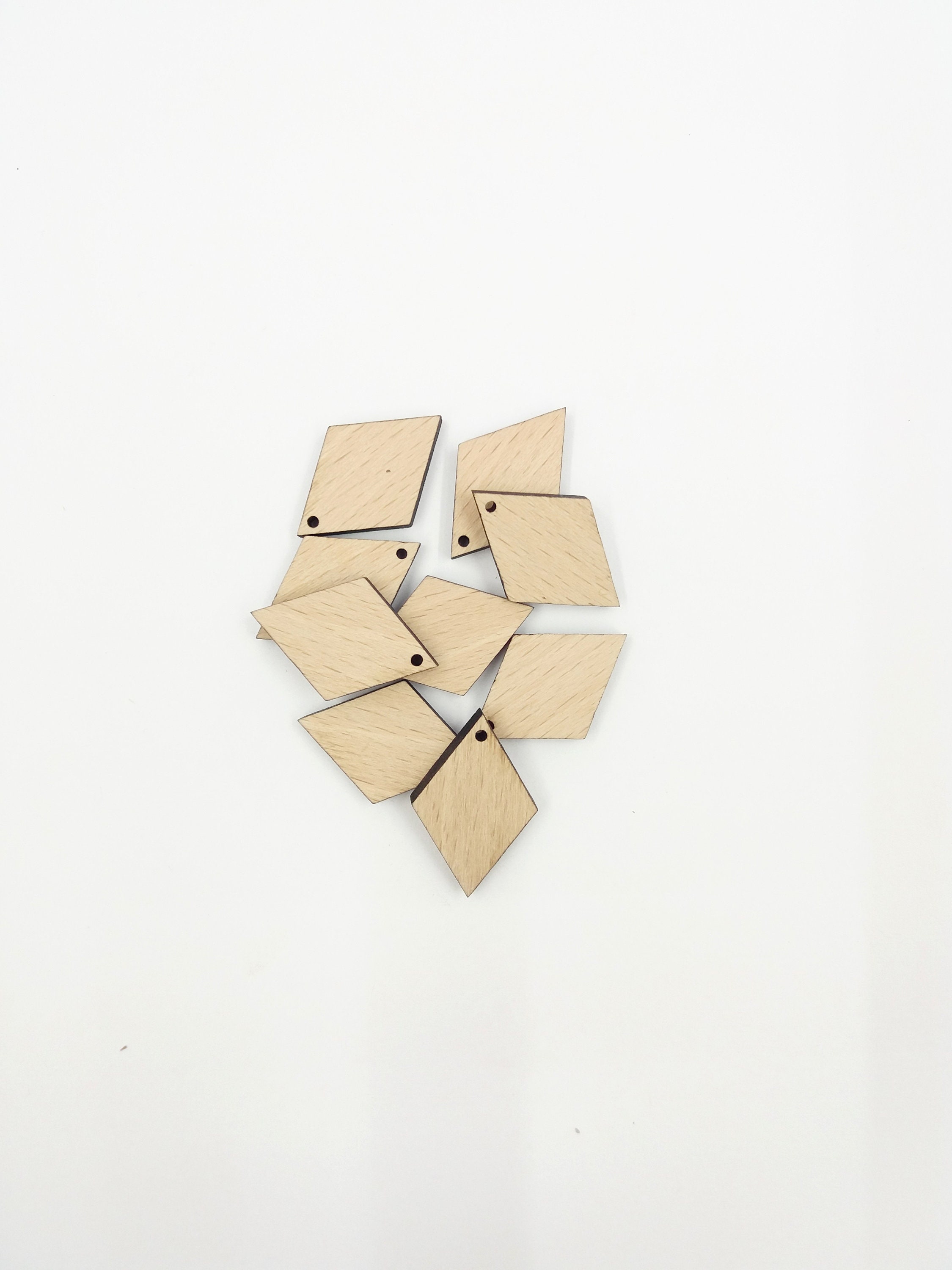 10 Rhombus Laser Cut Natural Wood Shape Wooden Rhombus | Etsy