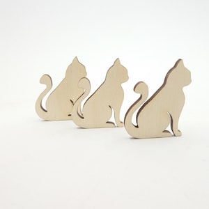 10 Cat, Wood Sitting Cat Silhouettes, Cat Lady for Wooden Crafts, Cute ...