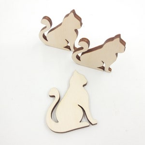 10 Cat, Wood Sitting Cat Silhouettes, Cat Lady for Wooden Crafts, Cute ...