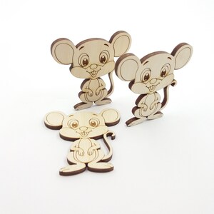2 Mouse, Unfinished Wood Mouse Shape, Wooden Mouse Cutout, Wood Cruft ...