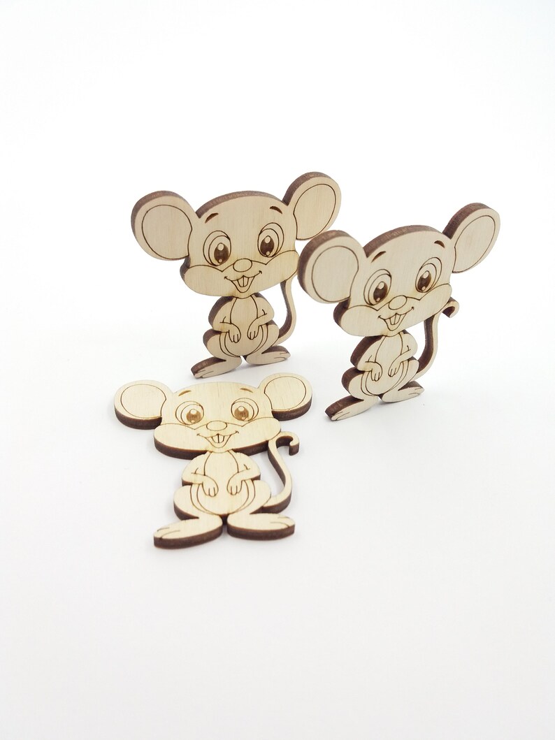 2 Mouse Unfinished Wood Mouse Shape Wooden Mouse Cutout | Etsy