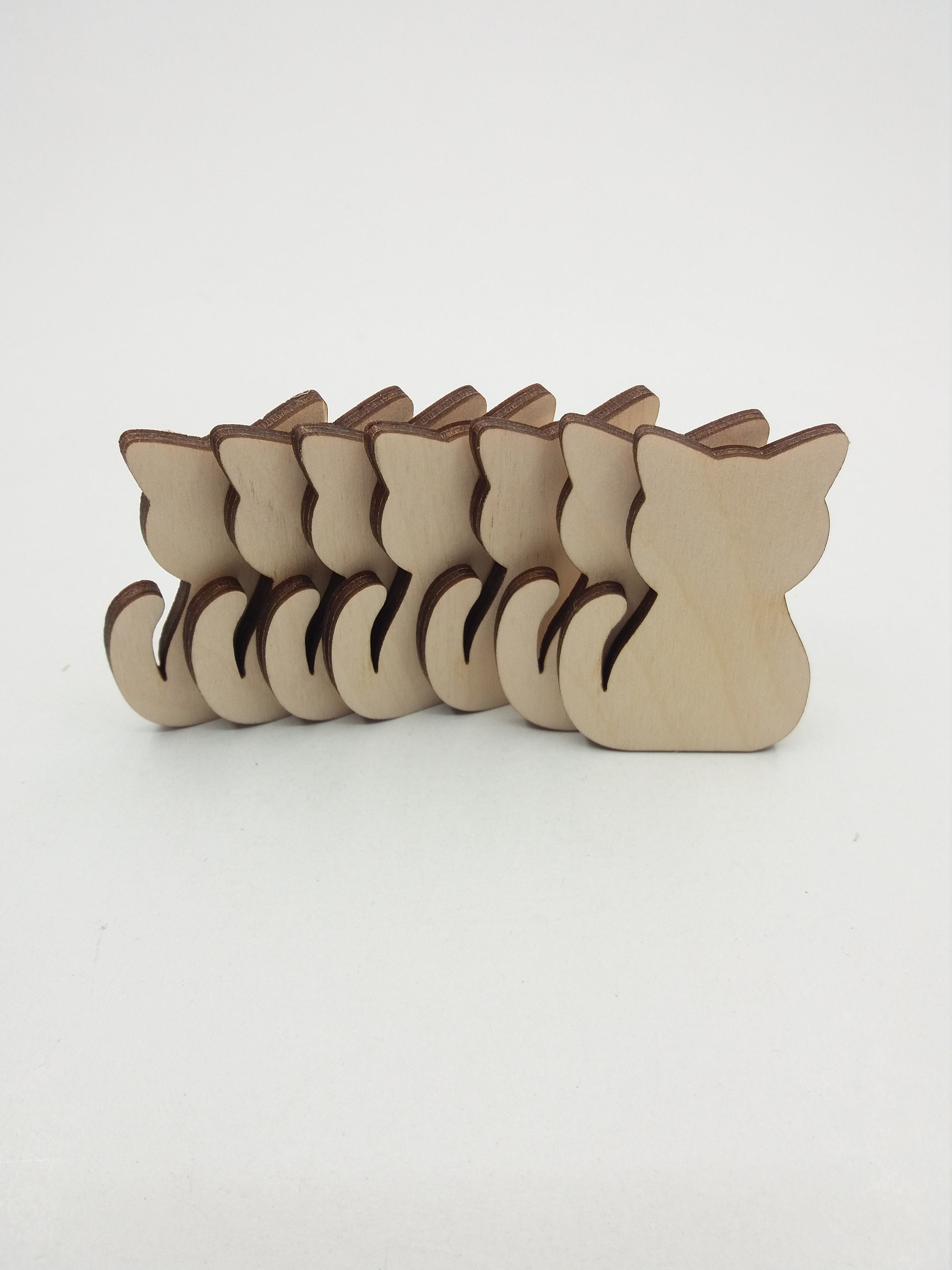 10 Cat Wood Animal Shapes, Cats for Crafts, Wood Cut Shapes, Unfinished ...