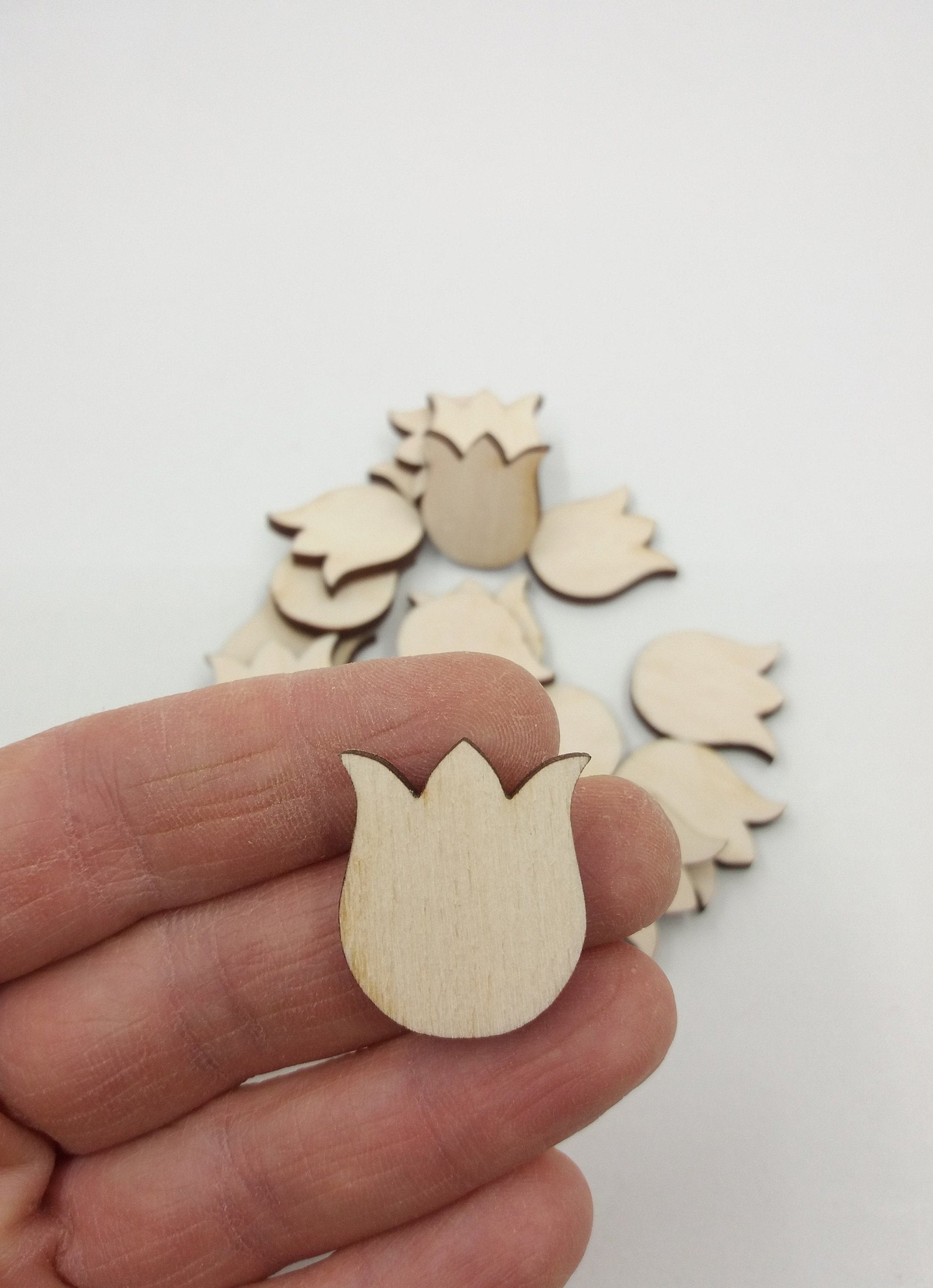 10 Wood Flower Tulip Shape Laser Cut Unfinished Ready to Paint for Card ...
