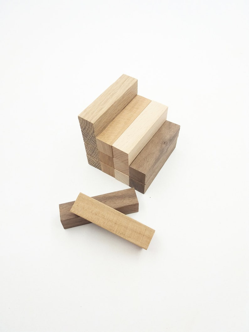 Set of 10 Solid Wood Rectangle Craft Blocks Natural Cut and | Etsy