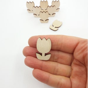 10 Wood Tiny Spring Flowers, Flower Party Supply, Wooden Flowers Laser ...