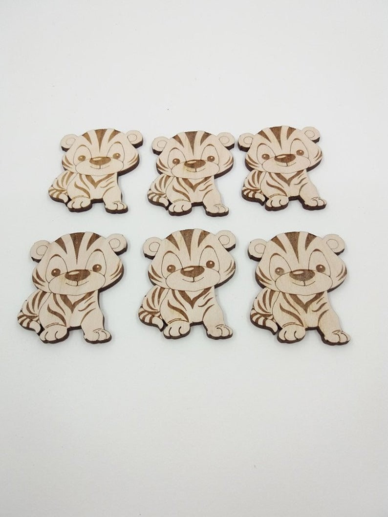 2 Tiger Wood Tiger Laser Cut Wood Shape Wooden Tiger - Etsy