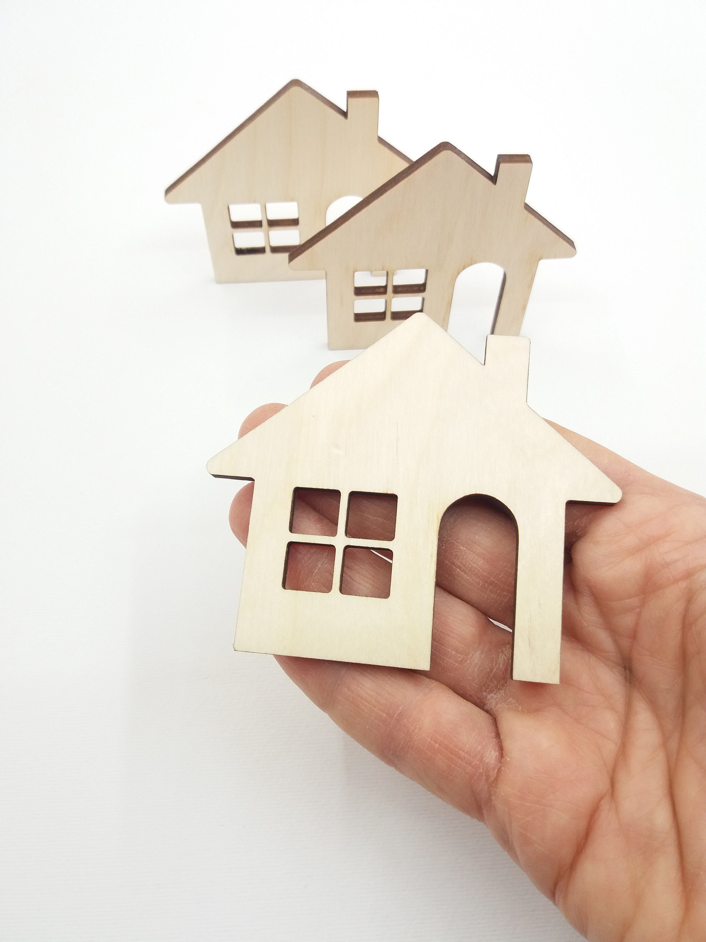 2 Wood House Shape DIY House Decoration House Craft Blanks - Etsy