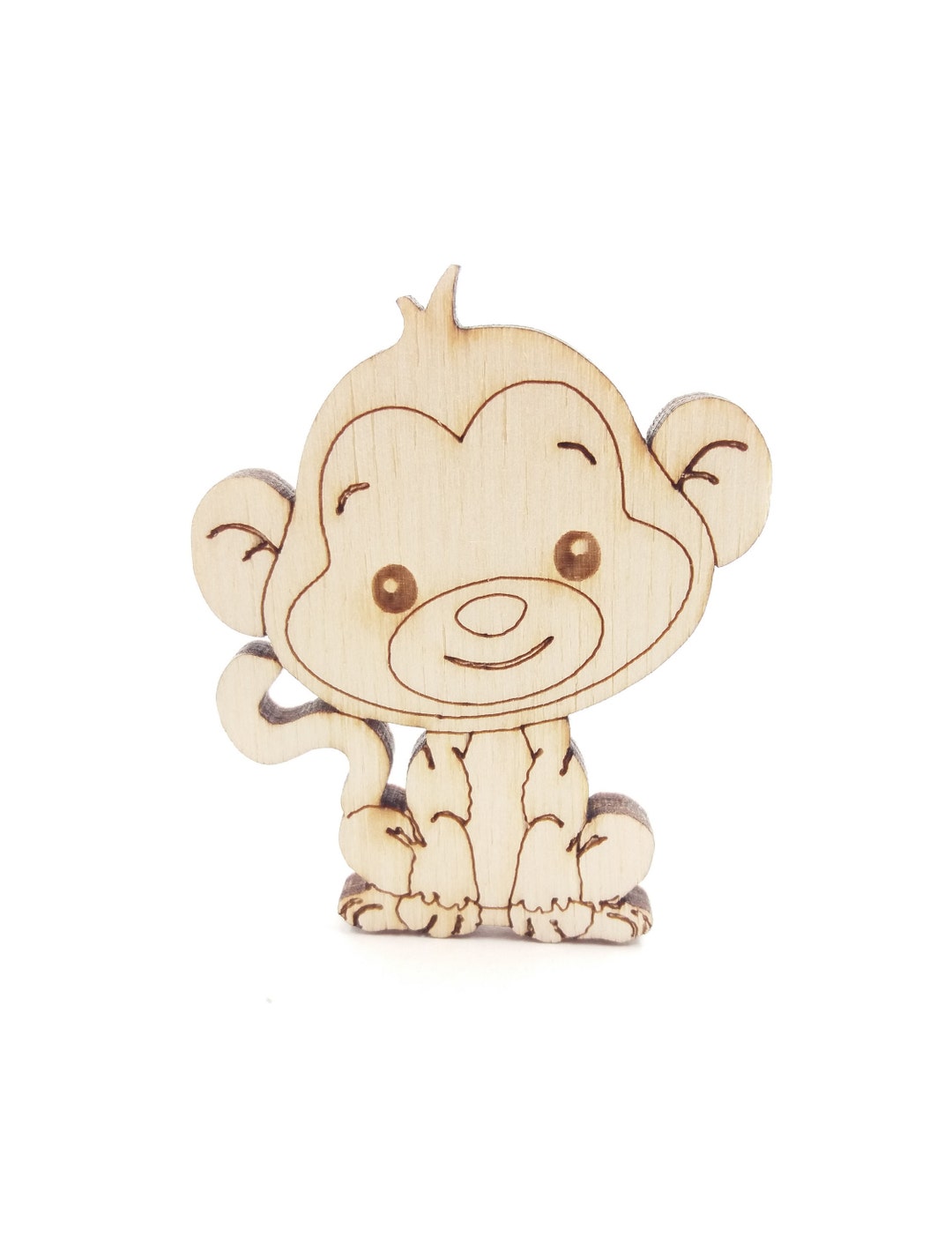 2 Monkey, Wood Monkey Cut Out Shape, Baby Monkey Wall Decoration, Baby ...