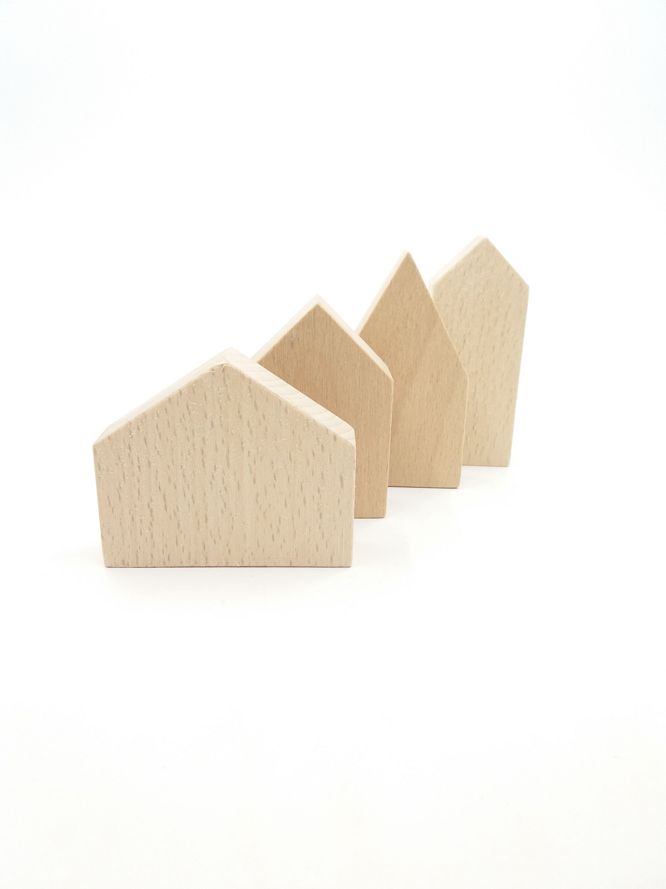 House Shape Set of 4 Wood House Blanks Wooden House for - Etsy