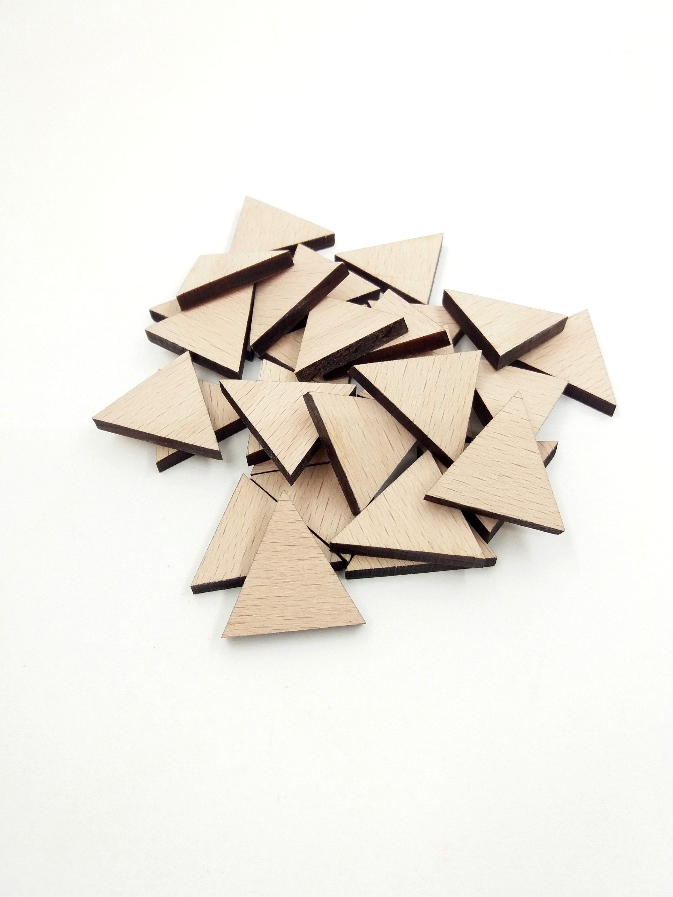 10 Triangle Natural Wood Cutout, Stud Wooden Triangle, Craft Wood ...