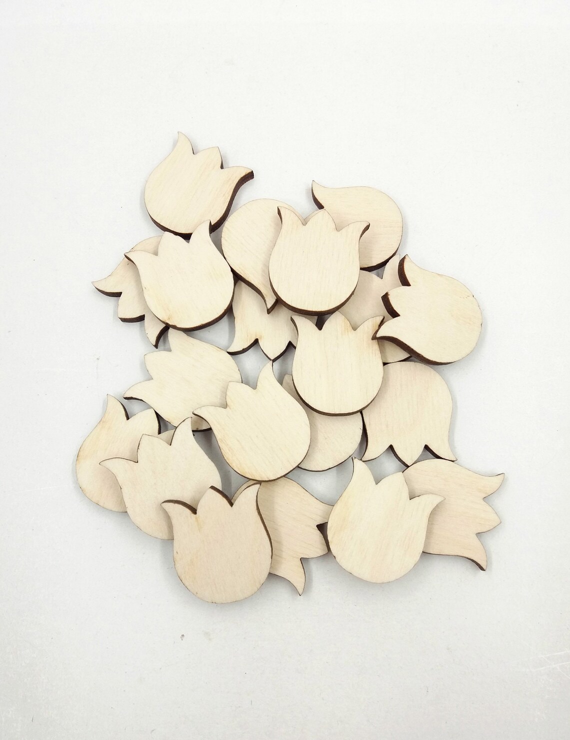 10 Wood Flower Tulip Shape Laser Cut Unfinished Ready to Paint for Card ...