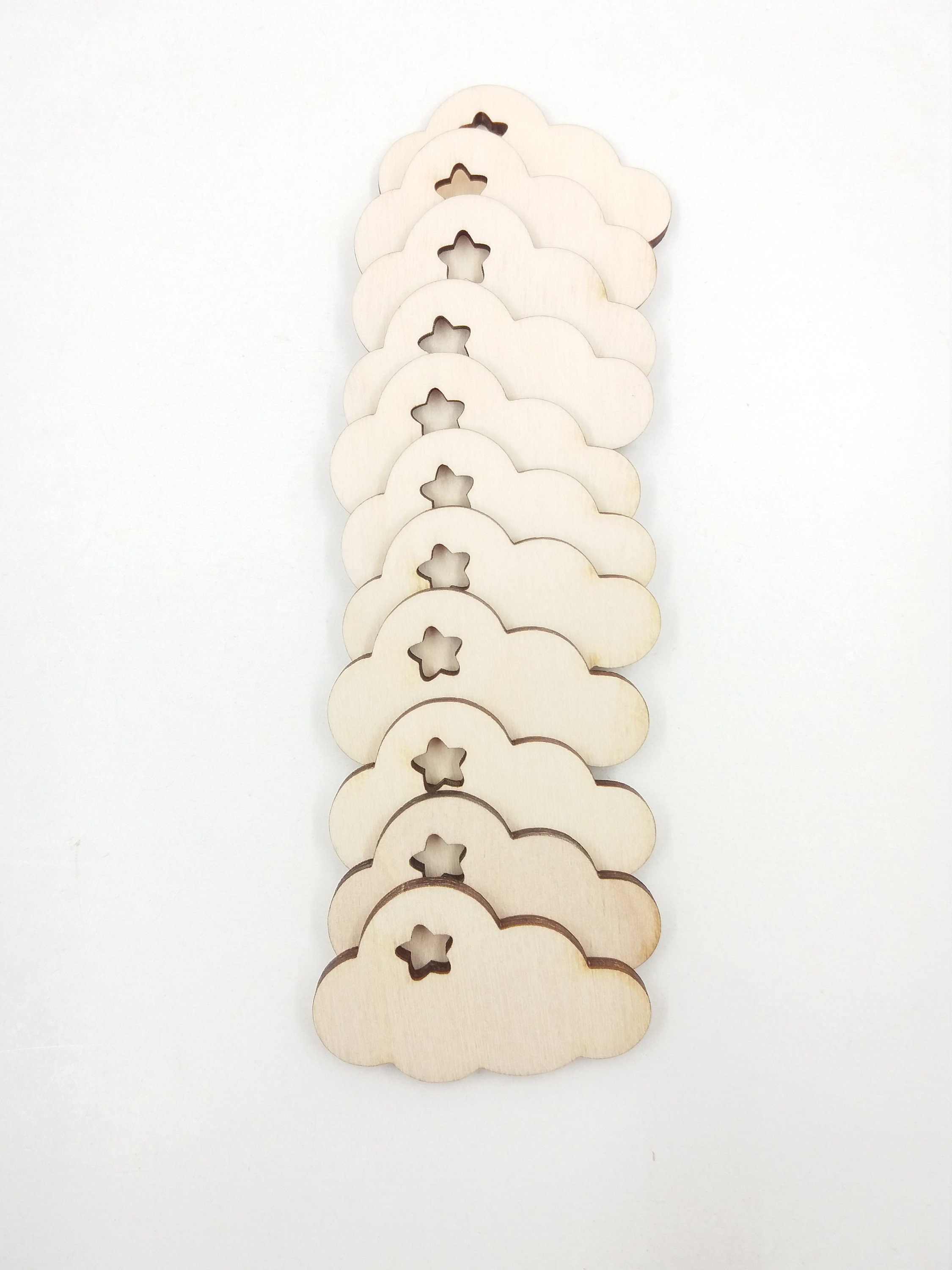 10 Wood Cloud Cloud Shape Laser Cut Wood Unfinished Wood - Etsy
