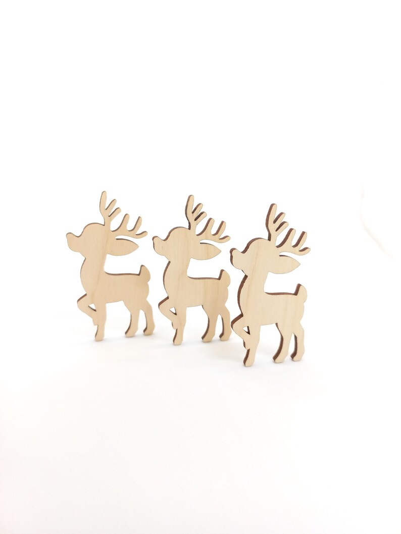 10 Reindeer, Wood Reindeer Shape, Unfinished Wooden Reindeer for DIY ...