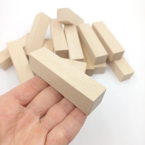 10 Wood Solid Block Rectangle, Wooden Crafting Blocks, Unfinished Wood ...