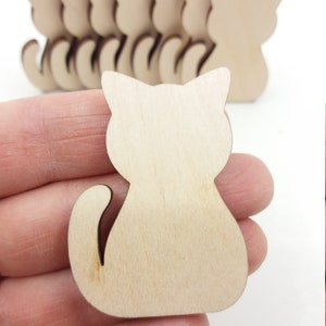 10 Cat Wood Animal Shapes, Cats for Crafts, Wood Cut Shapes, Unfinished ...
