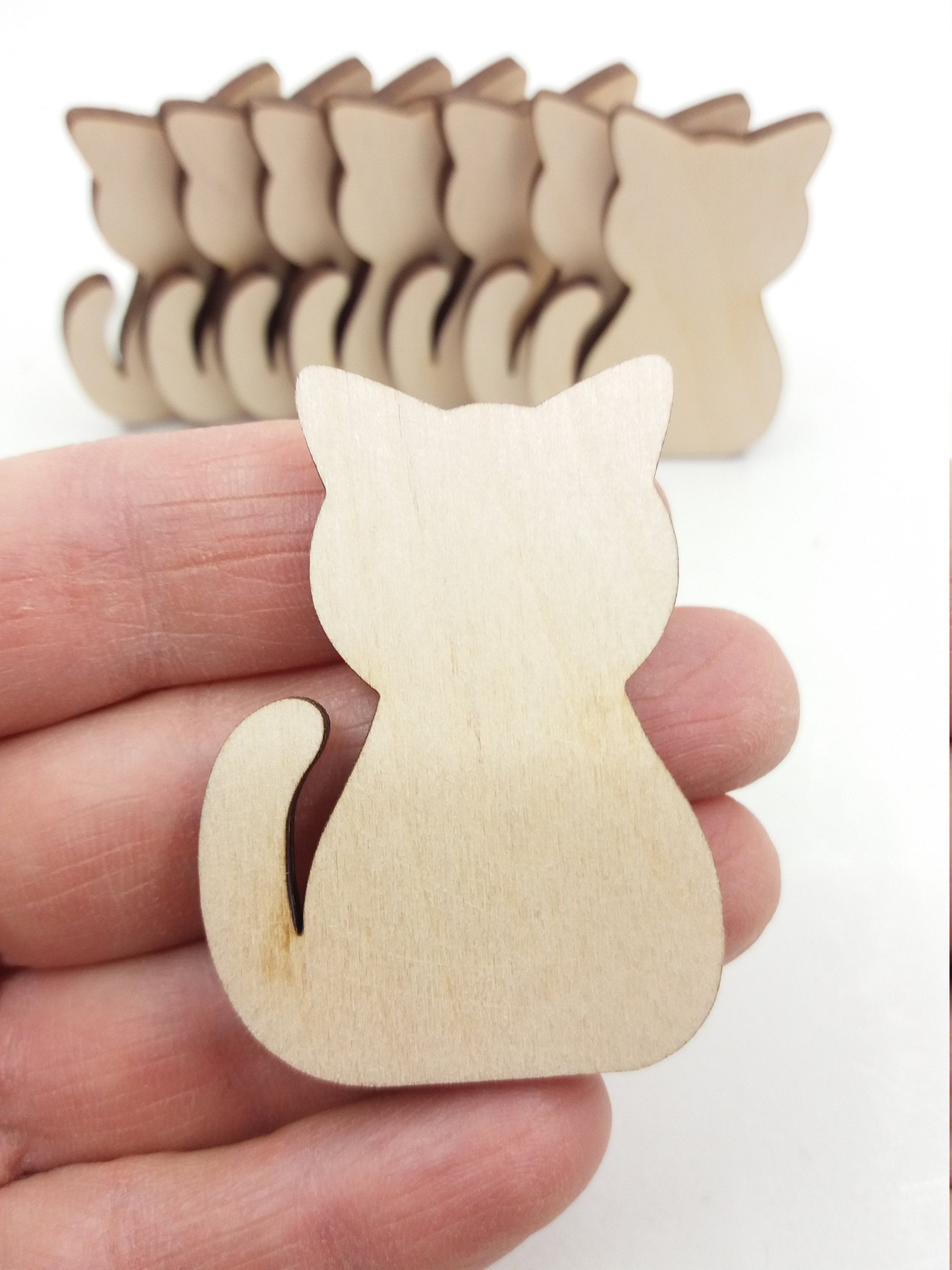 10 Cat Wood Animal Shapes, Cats for Crafts, Wood Cut Shapes, Unfinished ...