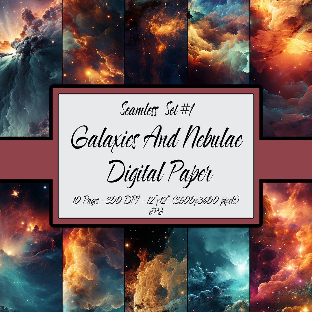 Digital Paper Seamless Patterns Bundle, Galaxies and Nebulae Set #01 ...