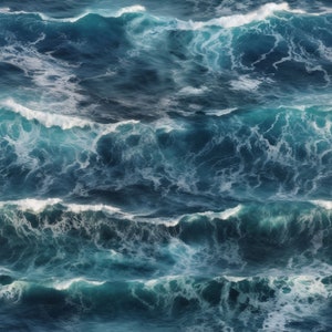 Ocean Waves Digital Paper Seamless Pattern, Blue Waves, 10 Print Set ...