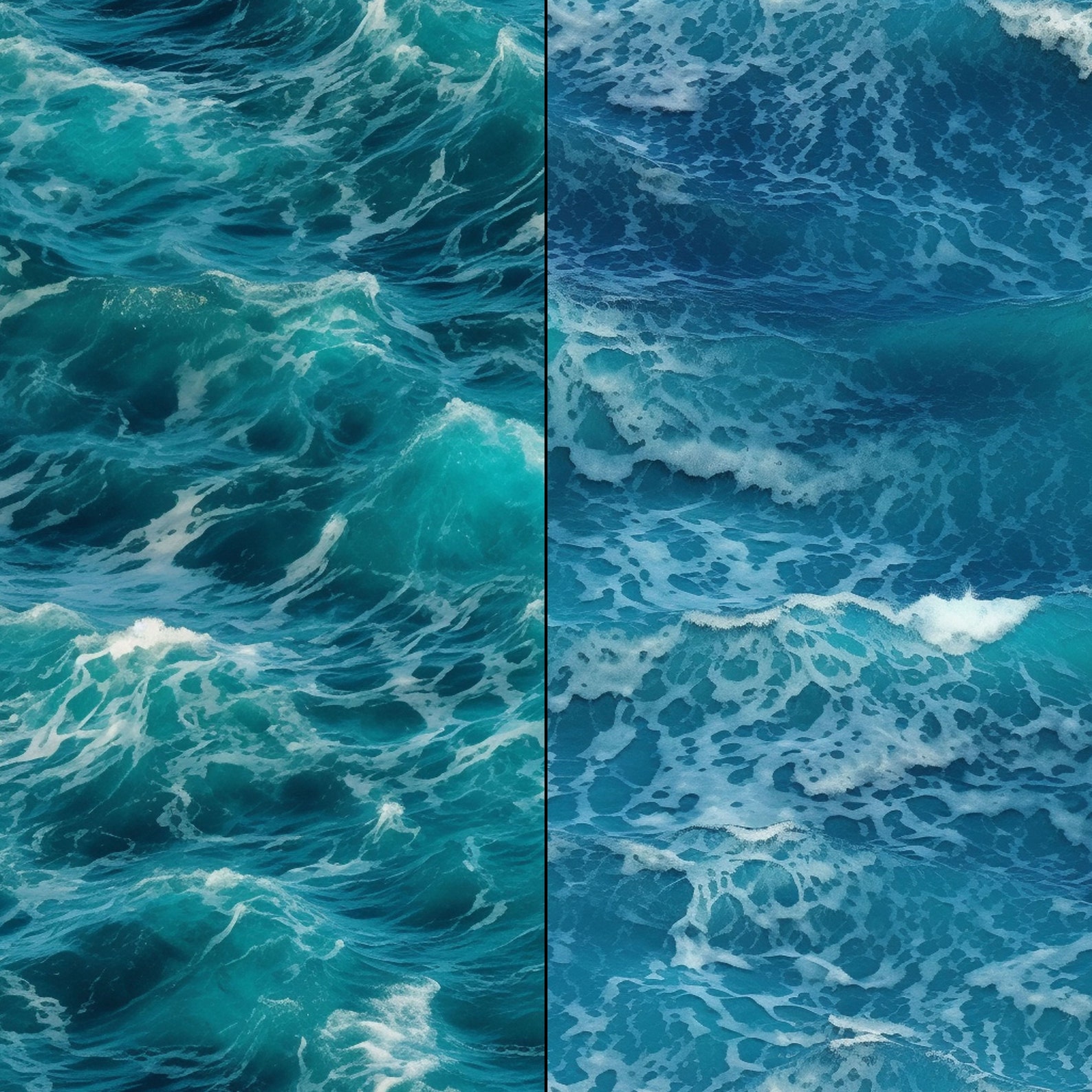 Ocean Waves Digital Paper Seamless Pattern, Blue Waves, 10 Print Set ...