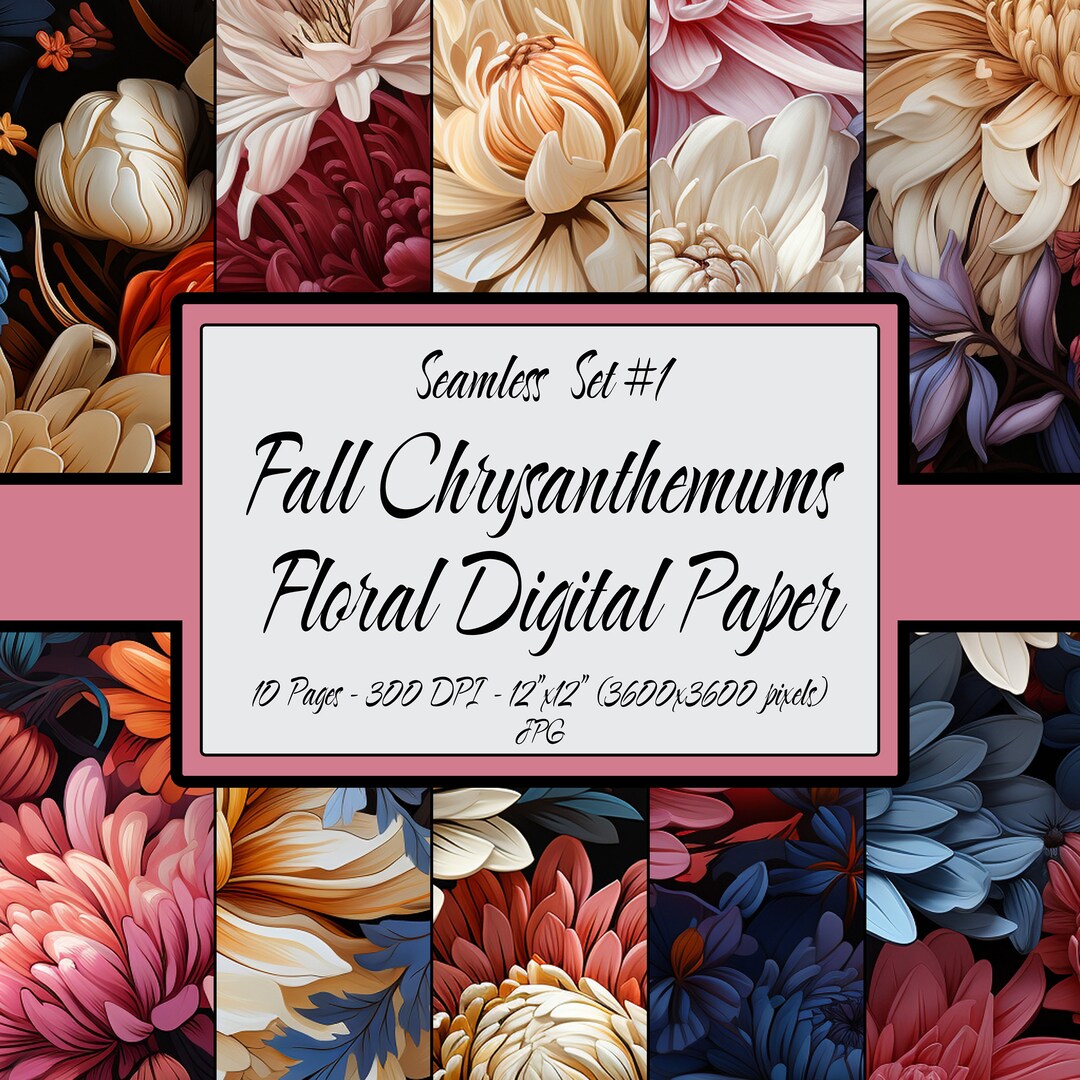 Floral Digital Paper Seamless Patterns, Flowers Prints Set Commercial ...