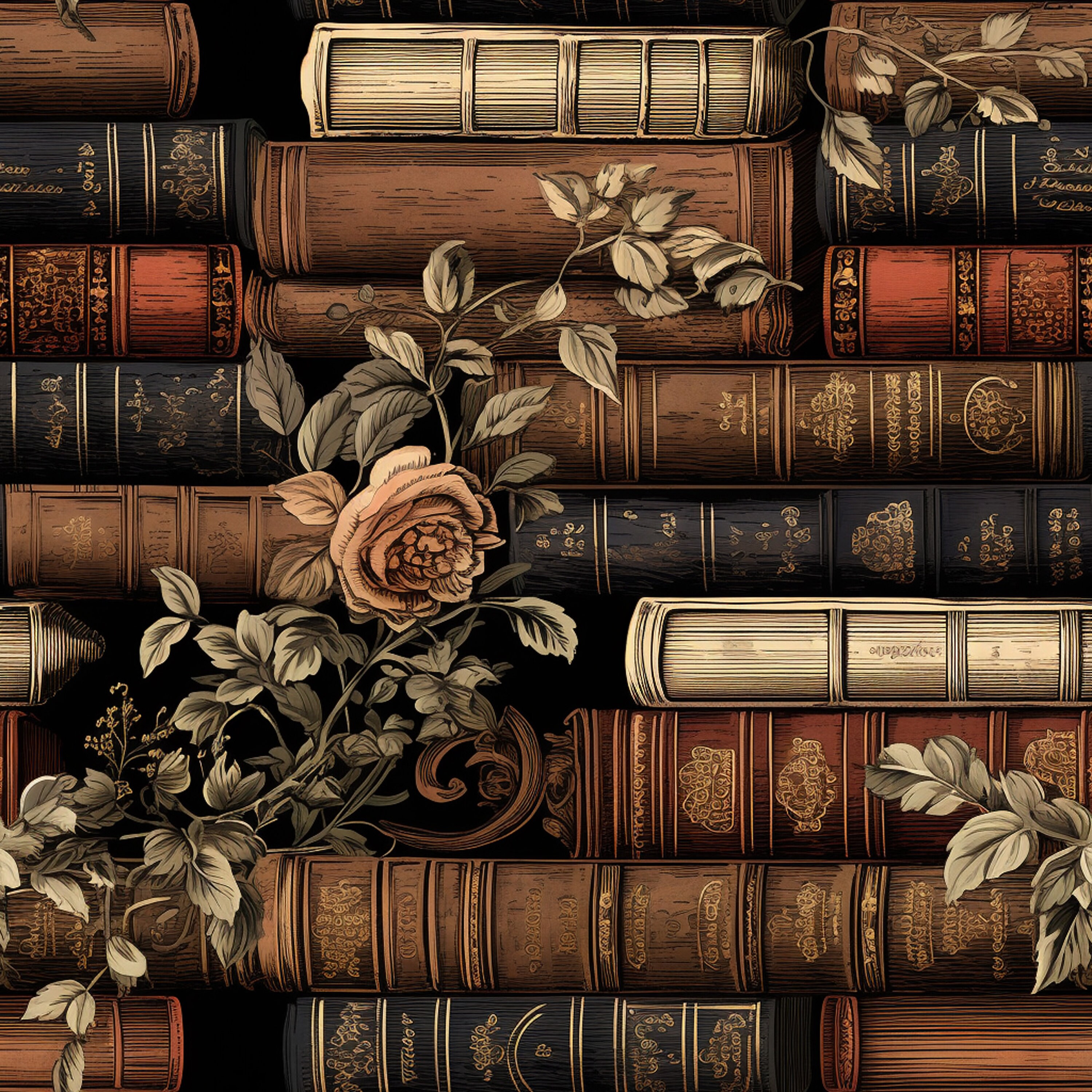Digital Paper Seamless Pattern Bundle, Old Books Set #01, 10 Print Set ...