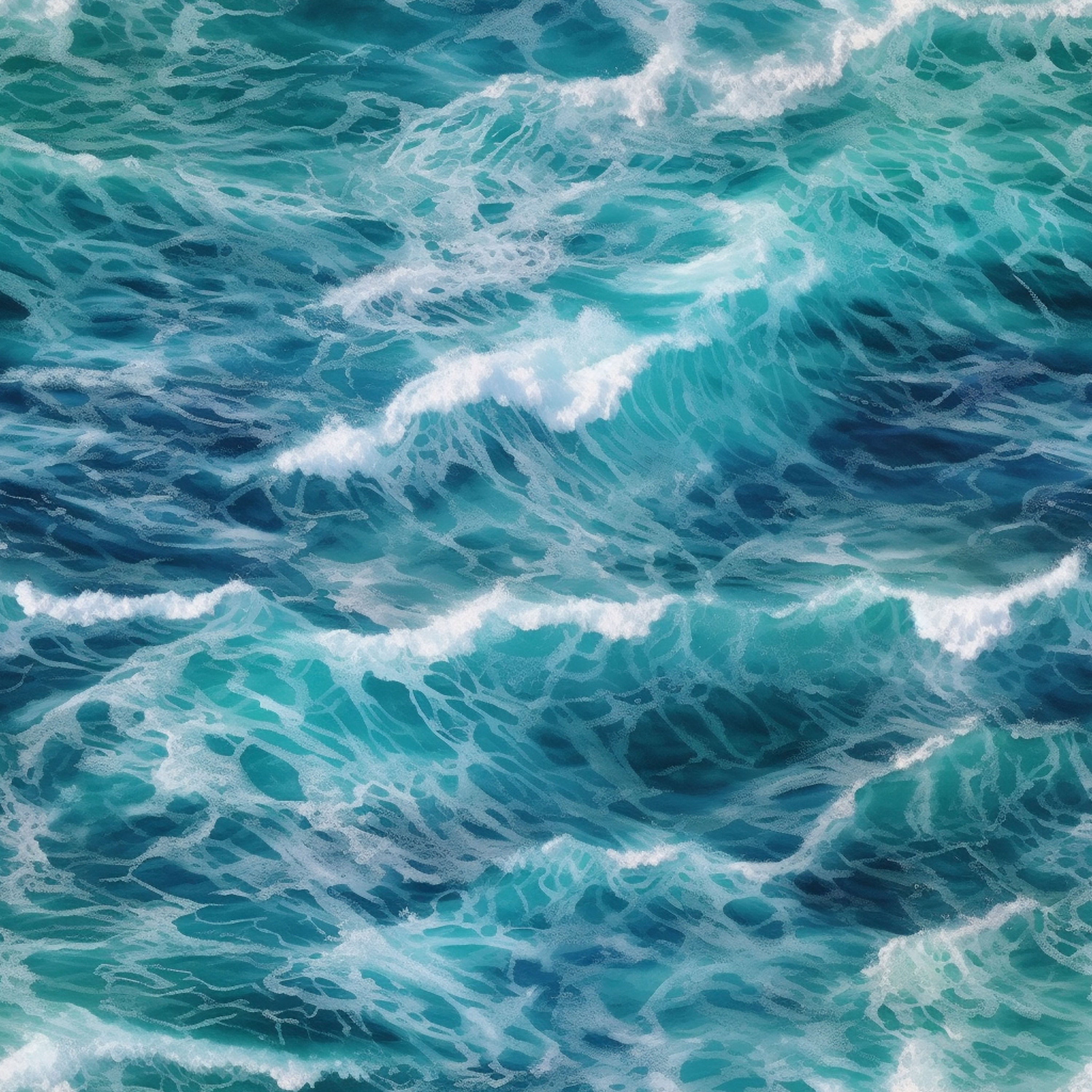 Ocean Waves Digital Paper Seamless Pattern, Blue Waves, 10 Print Set ...