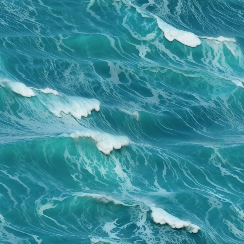 Ocean Waves Digital Paper Seamless Pattern, Blue Waves, 10 Print Set ...