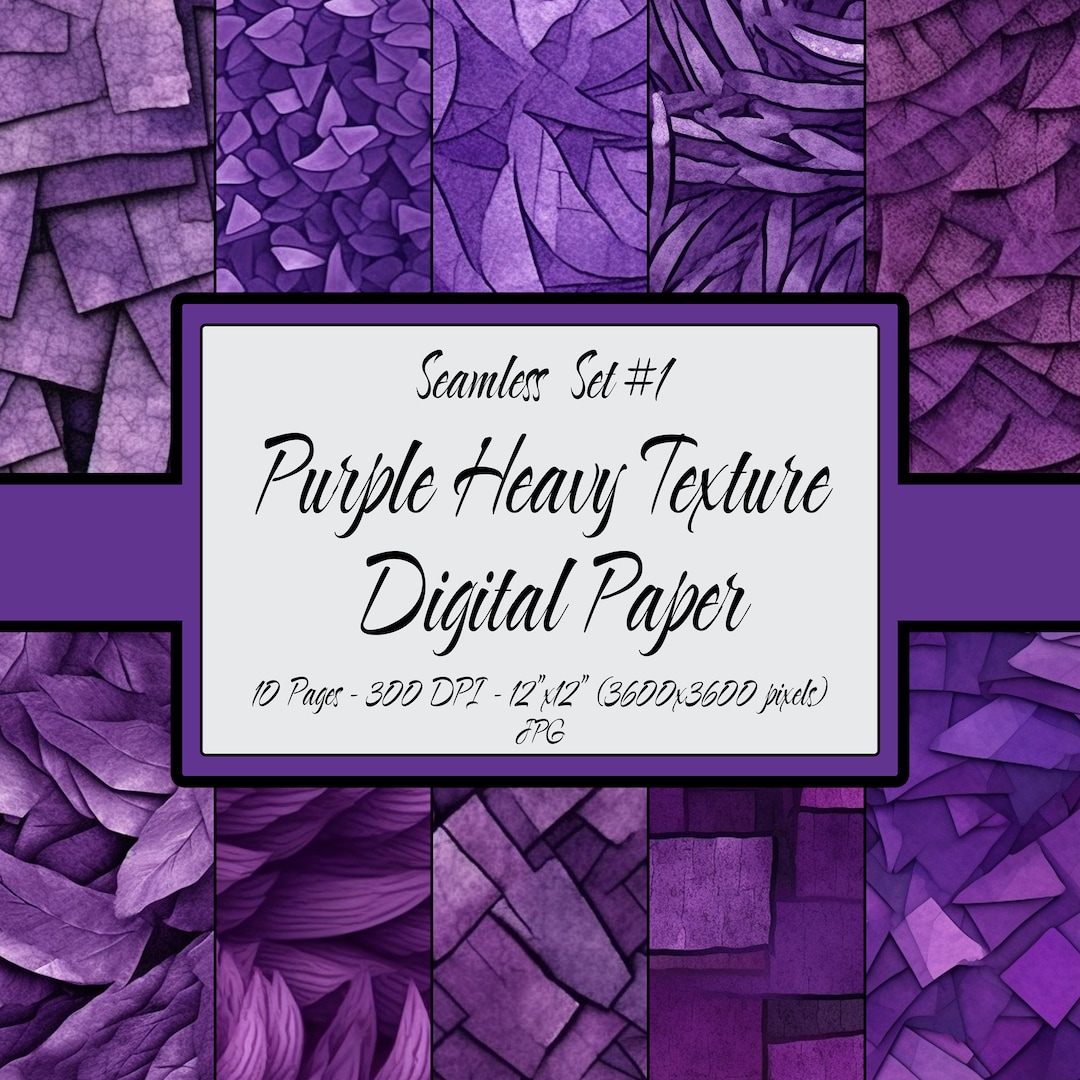 Purple Heavy Texture Digital Paper Seamless Pattern Bundle Set #01, 10 ...