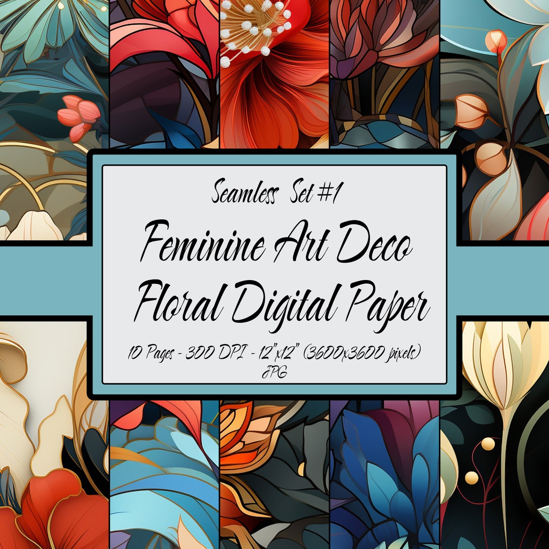 Floral Digital Paper Seamless Patterns Bundle, 10 Floral Prints Set ...