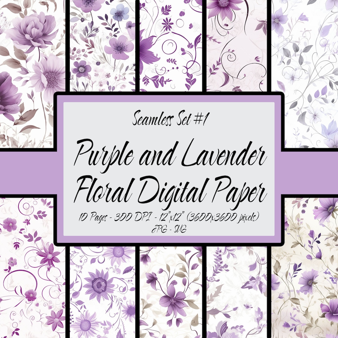 Floral Digital Paper Seamless, 10 Floral Prints Set Commercial Use ...