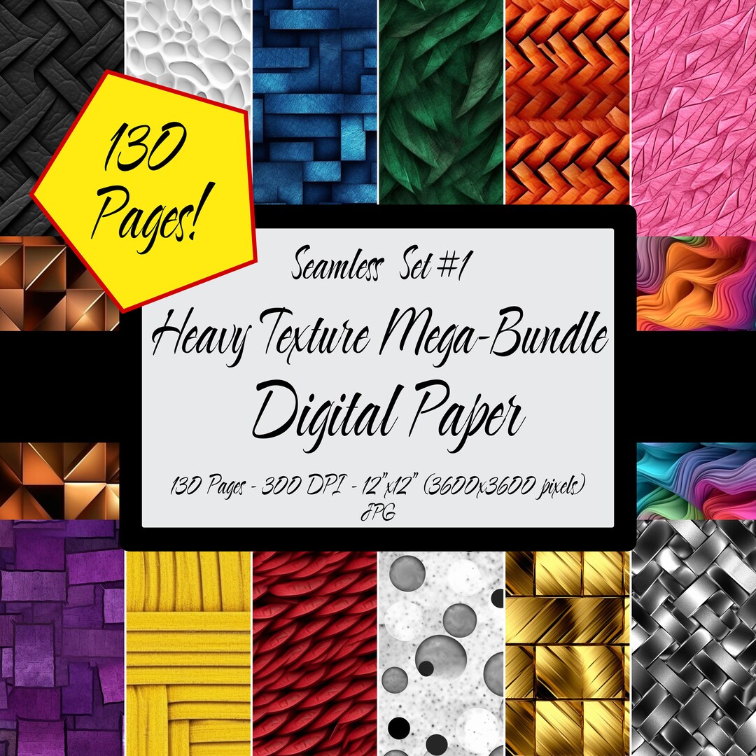 Digital Paper Seamless Pattern Mega Bundle Set #01, 140 Colored Heavy ...