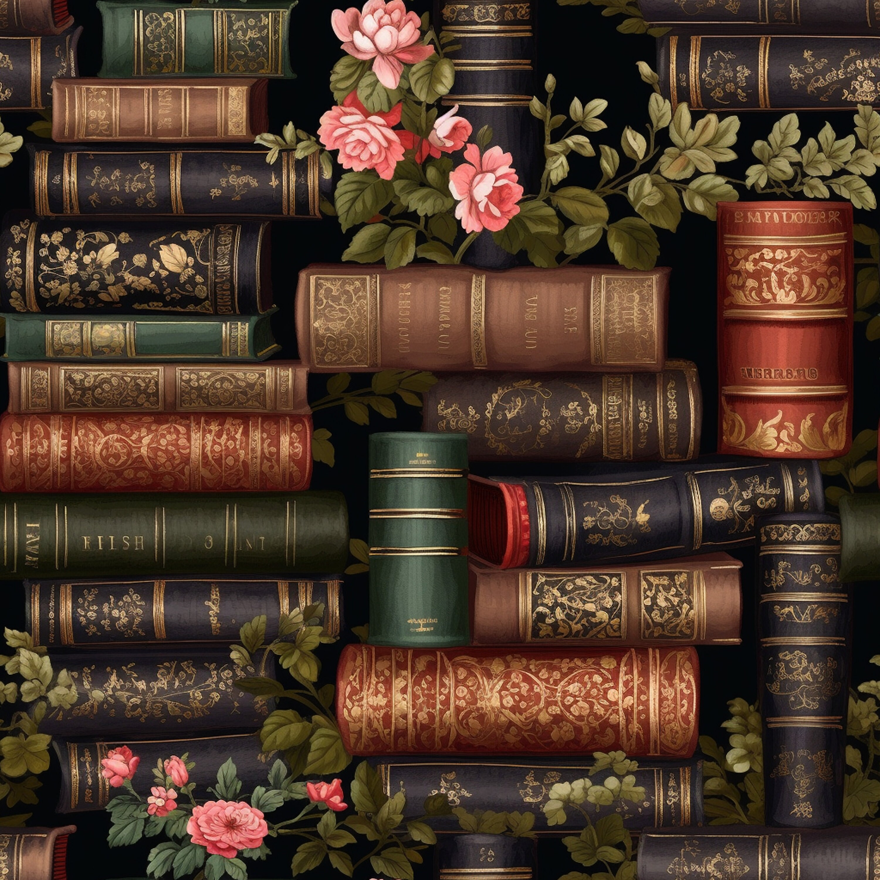 Digital Paper Seamless Pattern Bundle, Old Books Set #01, 10 Print Set ...