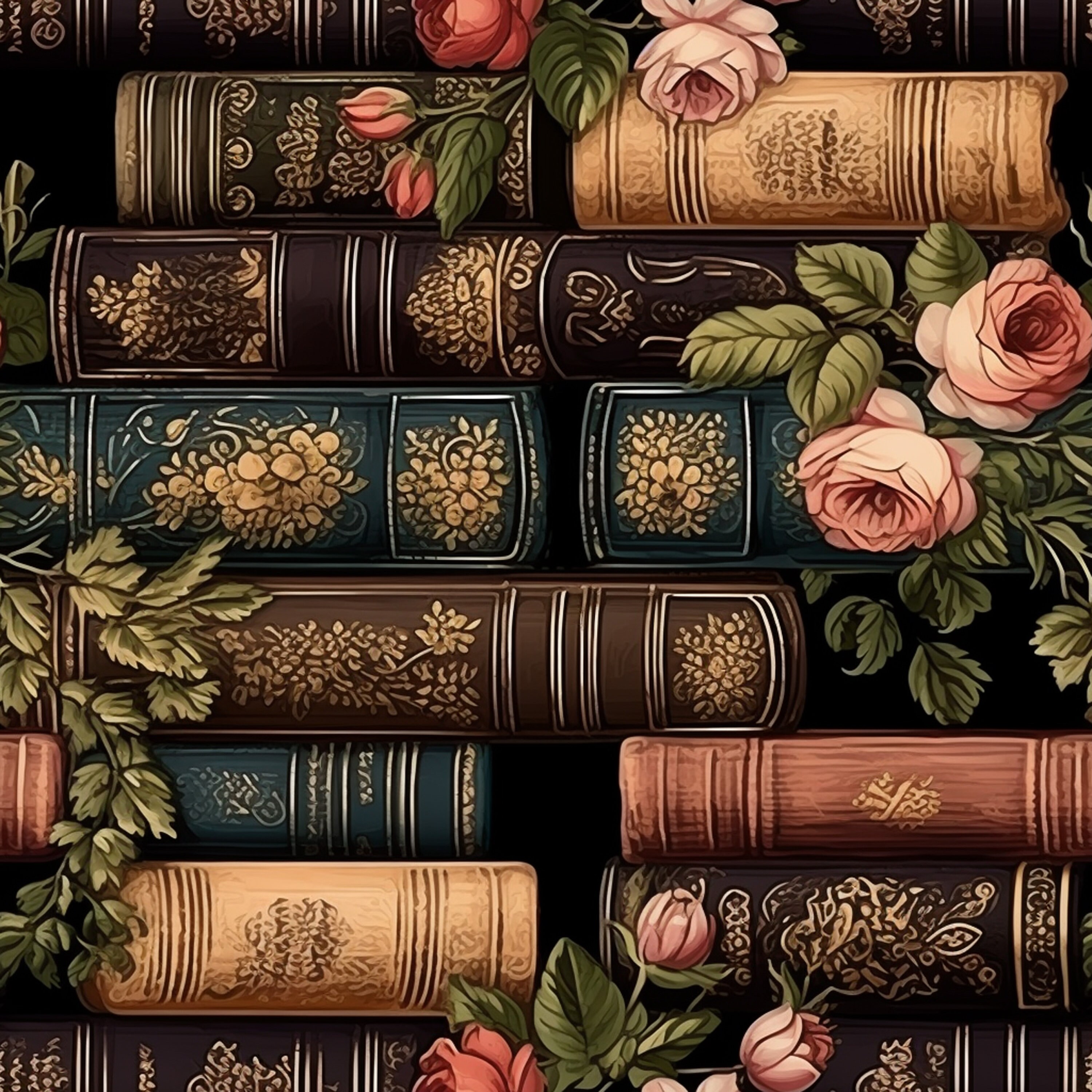 Digital Paper Seamless Pattern Bundle, Old Books Set #01, 10 Print Set ...