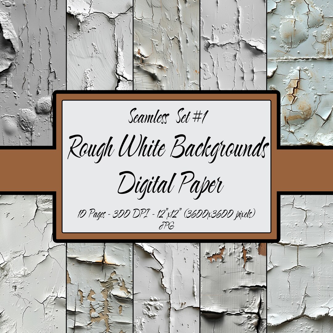 Digital Art Print Paper Pack, Rough White Textures Seamless Design ...