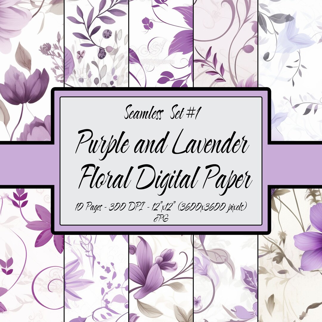 Floral Digital Paper Seamless, 10 Floral Prints Set Commercial Use ...