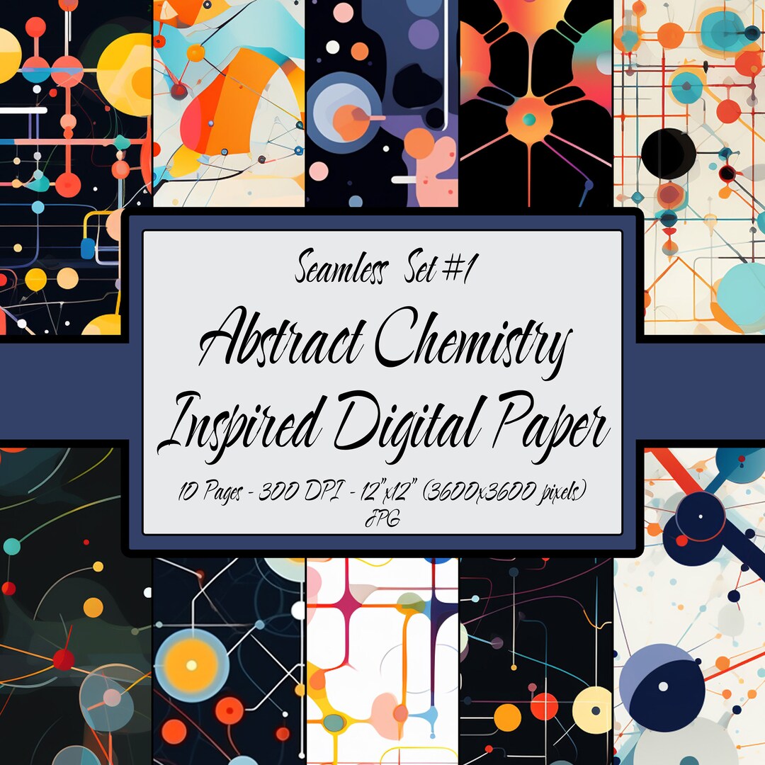 Digital Paper Seamless Patterns Bundle, Colorful Abstract Chemistry ...